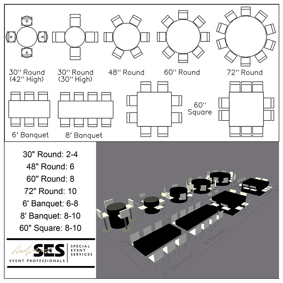 TABLES What Size Table Do I Need Special Event Services Inc